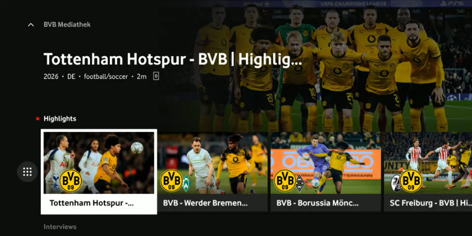 Schwarzgelb auf Abruf: Vodafone bringt BVB-Sender auf GigaTV